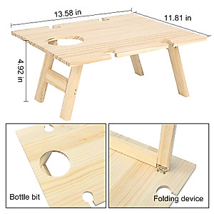 Outdoor Wine Picnic Table,Folding Portable Bamboo Tray with 4 Wine Glass Holder for Cheese and Fruit, Ideal for Camping, Beach, Wine Gifts for Women