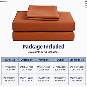 Argstar 3 Pcs Caramel Bowtie Duvet Cover Set California King, Burnt Orange Duvet Cover with Bowknots, 100% Microfiber Soft Rust Comforter Cover with Ties (1 Terracotta Duvet Cover, 2 Pillowcases)