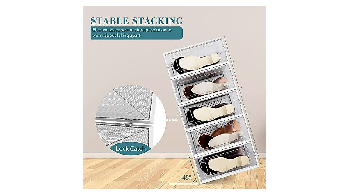 DHMAKER 8-Pack Boot Storage Boxes - Stackable & Clear