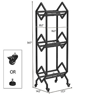 Simoretus 3 Tier Vinyl Record Storage Rack, Mobile Black Metal LP Storage Display Stand with Casters, Large Capacity Record Holder for Albums, Books, Magazines, and Office Files