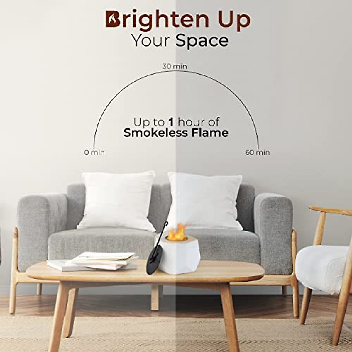 KLEENFIRE Tabletop Fire Pit for Indoor and Outdoor Use, Portable Mini Fireplace Bowl, Table Top Firepit, Smokeless Smores Maker