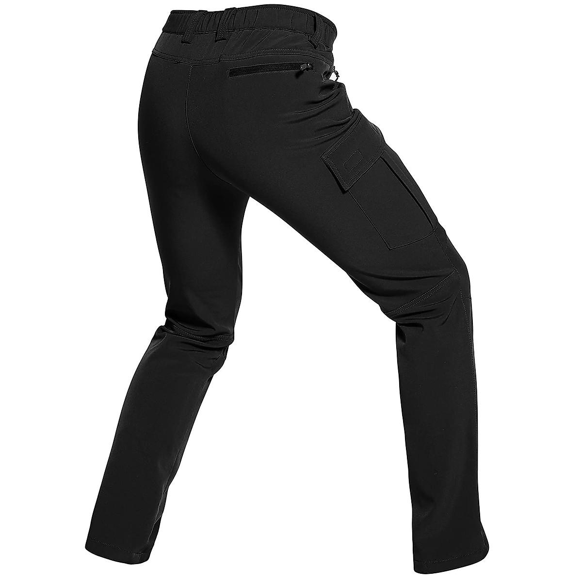 Wespornow Men's-Fleece-Lined-Hiking-Pants Water-Resistance-Snow-Ski-Pants Softshell Snowboarding Pants for Winter, Skiing, Outdoor (Black, XX-Large)