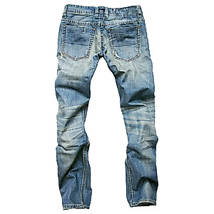 Maiyifu-GJ Men's Retro Ripped Jeans Distressed Skinny Slim Fit Stretch Denim Pants Straight Jean Trousers with Broken Holes (Light Blue,42)