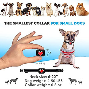 Small Dog Bark Collar Rechargeable - Anti Barking Collar for Small Dogs - Smallest Most Humane Stop Barking Collar - Dog Training No Shock Bark Collar Waterproof - Safe Pet Bark Control Device