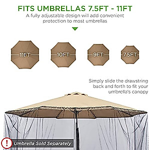 Best Choice Products 9ft Adjustable Mosquito Net for Umbrellas 7.5-11ft, Bug Screen Patio Umbrella Accessory for Outdoor Market Offset Cantilever w/Polyester Mesh Net, Zipper Door, Fillable Base