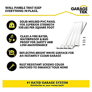 GarageTek Heavy Duty PVC Garage Slatwall | 8ft x 1ft TekPanel (6-Pack) | Garage Organizer Hanging System