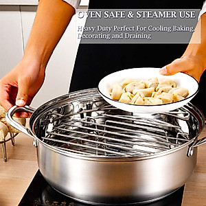 Picowe 4Pack 7, 8, 9, 10inch Cooling Racks Steamer Rack Steaming Baking Rack Set Stainless Steel Round Rack for Baking Canning Cooking Steaming Lifting Food in Pots Fits Air Fryer Pressure Cooker