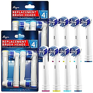 Replacement Toothbrush Heads Compatible with Oral B Braun- Pack of 8 Professional Electric Toothbrush Heads- Precision Refills for Oral-b 7000, Clean, Oral B Pro 1000, 9600, 500, 3000, 8000, Plus!