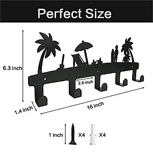 Towel Racks for Bathroom 16 Inch Towel Coat Key Hooks Holder Bedroom Hanger Living Room Wall-Mounted Metal — 5 Hooks Rust-Proof and Waterproof-Black (Black),Y-4