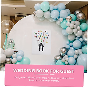 SHOWERORO Fingerprint Check-in Painting Guestbook Personalized Book Guest Book Wedding Signature Photo Frame Wedding Book for Wedding Supplies Chemical Fiber Canvas Balloon Substitute Bride