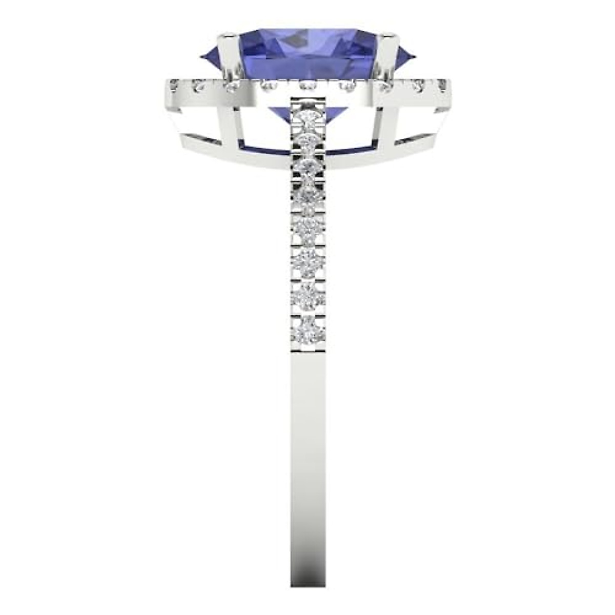 Clara Pucci 2.27 Carat oval Shape faux tanzanite 14k white gold engraving bridal engagement wedding halo ring 6.5