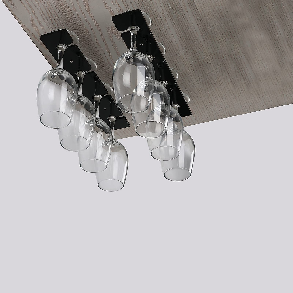 WANLIAN Wine Glass Frame Wall -Mounted Wine Glass Storage Shelf Cabinet Cabinet Cabinet Wine Glass Wine Glass Reserve Hanger Kitchen bar Restaurant Screwdriver Installation (Black 2 Set)