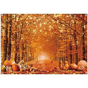 Swepuck 7x5ft Fall Photography Backdrop Autumn Maple Leaves Pumpkin Friendsgiving Background Thanksgiving Party Supplies Farm Harvest Banner Photo Booth