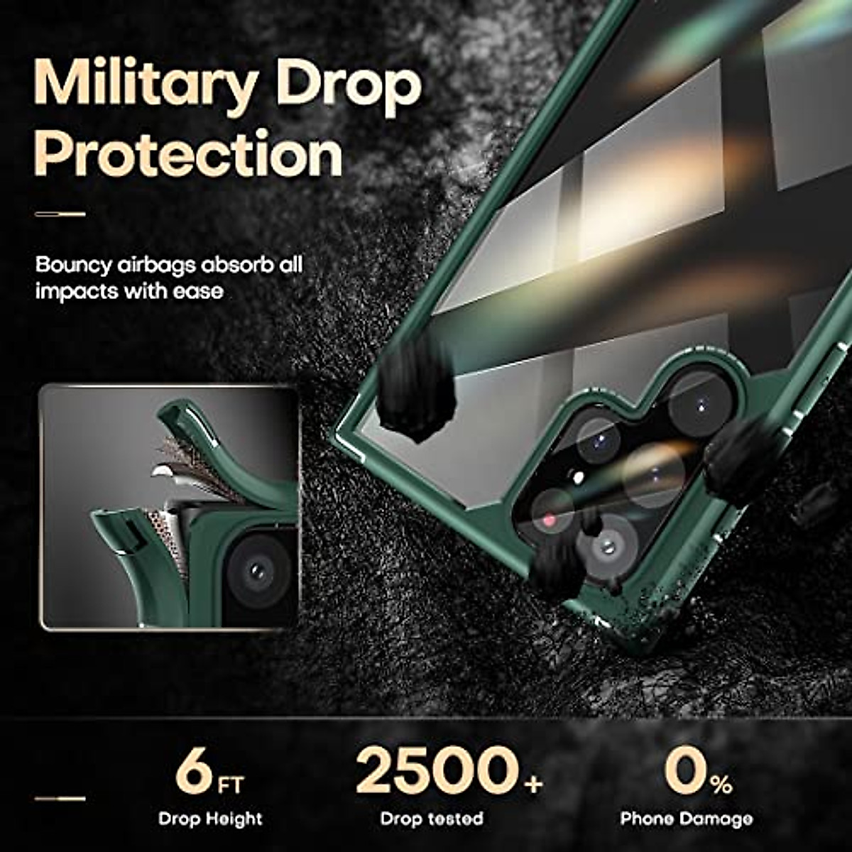 TAURI Shockproof Samsung Galaxy S22 Ultra Case, [Military Grade Protection] S22 Ultra Case, Crystal Clear Soft Slim Protective Silicone Cover Designed for Galaxy S22 Ultra 5G Case 6.8"