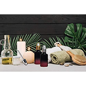 RORANIC Eye Dropper Bottles 1oz,Black Rose Red Mixed Oval Glass Bottle Travel Size 30ml 6 Pack with Golden & Silver Caps for Cosmetic Sample Container for Essential Oils,Perfume (Black Rose Red)