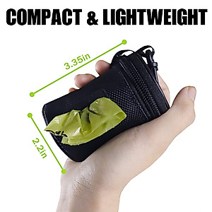 Aosbos Dog Poop Bag Holder for Leash, Dog Waste Bag Dispenser, Small Zipper Pouch with Adjustable Strap, Doggie Walking Accessories Outdoor, Black