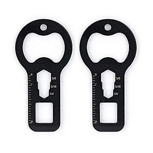 KITCHENDAO 4 in 1 Keychain Beer Bottle Opener, Anti-rust Titanium Coating, Durable Stainless Steel Gift for Father, Husband, Black 2 Pack
