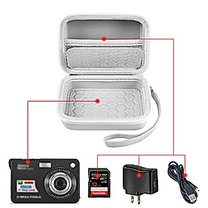 Carrying & Protective Case for Digital Camera, AbergBest 21 Mega Pixels 2.7" LCD Rechargeable HD/Kodak Pixpro/Canon PowerShot ELPH 180/190 / Sony DSCW800 / DSCW830 Cameras for Travel - White