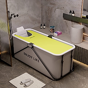 FooMoTech Portable Bathtub for Adult, Extra Large 59" Collapsible Bathtub, Assemble-free Foldable Bathtub, Best Folding Bath Tub for Shower Stall, Ideal for Soaking Bath, Ice/Hot Bath,SPA - Green