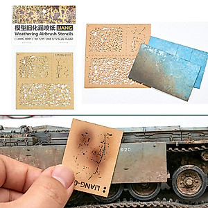 Acxico 1Set DIY Decoration Weathering Airbrush Stencils Tools for 1/35 1/48 1/72 Scale Model
