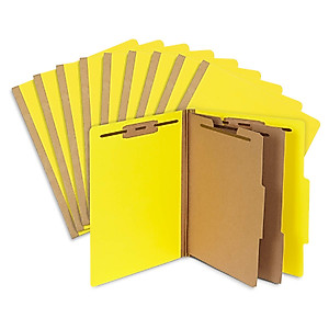 10 Yellow Classification Folders, 2 Divider, 2 Inch Tyvek Expansions, Durable 2 Prongs Designed to Organize Standard Medical Files, Law Client Files, Office Reports, Letter Size, Yellow, 10 Pack