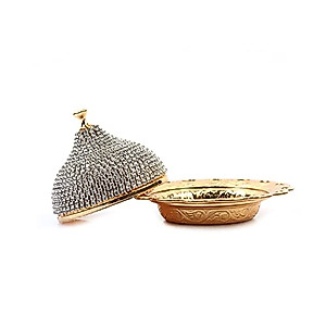 Alisveristime Coated Handmade Brass Sugar Chocolate Candy Bowl Serving Dish with Lid (Crystal Gold)