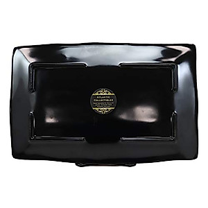 Ebros Large Red And Black Melamine Irregular Design Serving Plate or Dish With Ridges 11.25" Long Restaurant Supply For Japanese Yakitori Skewers Appetizers Teriyaki Sushi Sashimi Dinner Platter (1)