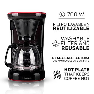 Taurus | Velvet | COFFEMAKER | Glass Jar 38.4 oz |Modern Design Coffee Machine|700 watts of power |washable and reusable filter |Compact size | Make it in minutes|