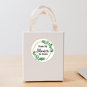 50 PCS from My Shower to Yours Favor Stickers - Thank You Stickers for Baby and Bridal Wedding Shower Round Circle Party Favor Stickers.