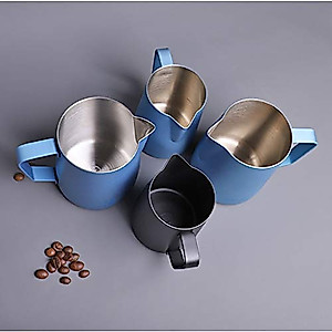 Gravy Boat 304 Stainless Steel Pointed Mouth Milk Foam cup Coffee can Personalized Butter can Pitcher Coffee Utensils Suitable for Latte Cappuccino Cocoa Sauce Jug (Color : 2 blue)