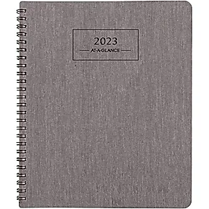 AT-A-GLANCE 2023 Weekly & Monthly Planner, 8-1/2" x 11", Large, Monthly Tabs, Pocket, Divided Format, Elevation, Gray (75955L05)