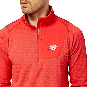 New Balance Men's NB Heat Grid Half Zip 22, True Red Heather, Large
