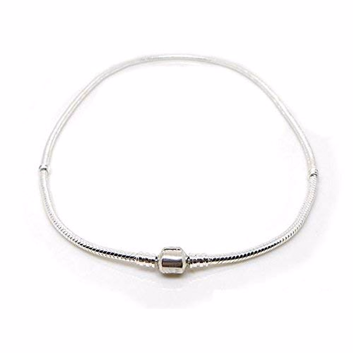 NicelyFit Snake Chain Necklace Silver Plated fit Pandora Charms Beads Jewelry (50CM/19.5 Inch)