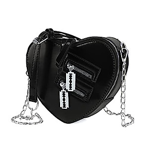 Oweisong Women Red Heart Purse Cute Black Heart Shaped Crossbody Bag Mini Ladies Chain Clutch Shoulder Handbags