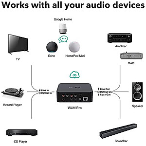 WiiM Pro AirPlay 2 Receiver, Chromecast Audio, WiFi Multiroom Streamer, Compatible with Alexa, Siri and Google Assistant, Stream Hi-Res Audio from Spotify, Amazon Music, Tidal and More