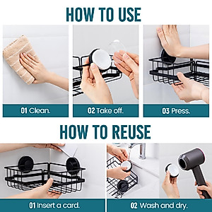 TAILI Corner Shower Caddy Suction Cups 2 Pack with Hooks Heavy Duty, Shower Shelf Basket Wall Mounted Organizer for Bathroom, Rustproof Stainless Steel Shower Rack, Drill-Free Removable