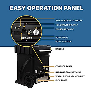 XPOWER AP-2500D MEGA Air Purification System for Large Spaces, 1800 CFM, Commercial HEPA Filtration, Variable Speed & Volume Control, Industrial, Heavy Duty, Negative Air Machine, Air Scrubber