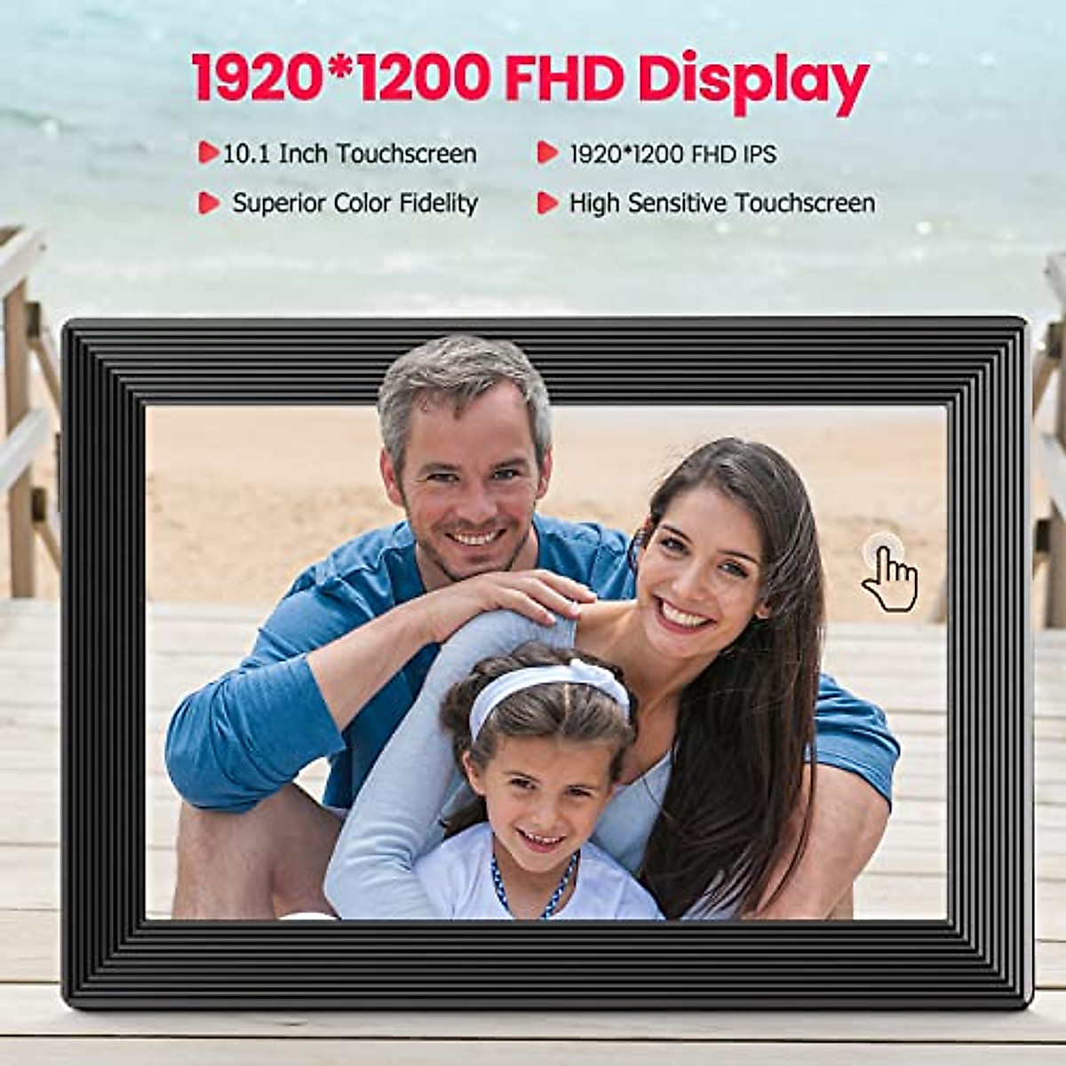 Frameo 10.1 Inch WiFi Digital Picture Frame, Digital Photo Frame with 16GB Storage and USB/TF Memory Card Soles, Free Storage, IPS HD Touch Screen - Gift Guide for Mother's Day