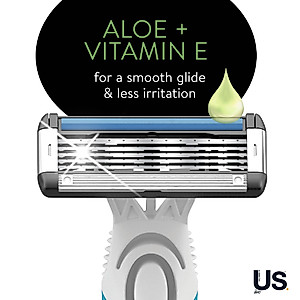 BIC Us. 5-Blade Unisex Disposable Razors For Men and Women, Lubrication Strip For a Smooth, Close Shave, 2-Count