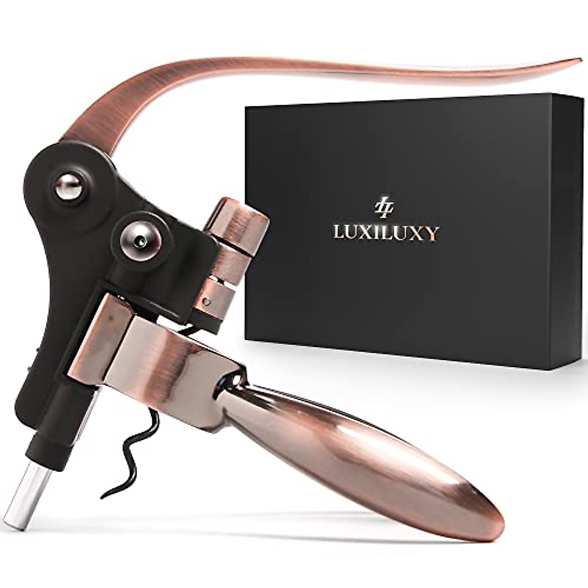 Wine Bottle Opener Corkscrew Set – Luxiluxy [2023 upgraded, does NOT break!] Including Foil Cutter, Bottle Stopper, Opener Stand and Extra Spiral - corkscrews wine opener set- wine opener kit