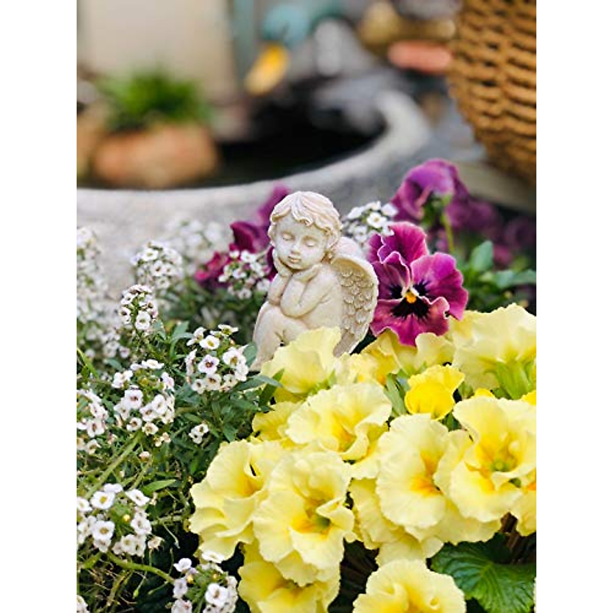 MUAMAX Decorative Angel Garden Stakes Miniature Angel Fairy Garden Angel Small Memorial Statue