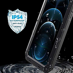 Marrkey iPhone 12 Case, 360 Full Body Protective Cover Heavy Duty Shockproof [Tough Armour] Aluminum Alloy Metal Case with Silicone Built-in Screen Protector for Apple iPhone 12 Pro 6.1 Inch - Black