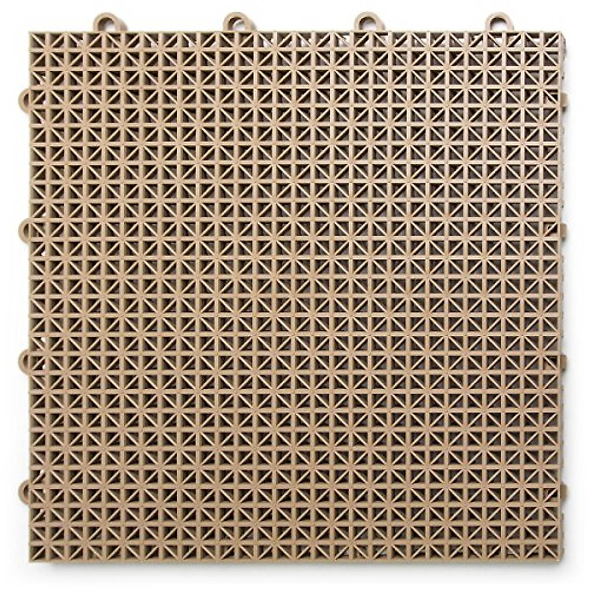 Big Floors DT24BEIG DuraGrid Outdoor Modular Interlocking Multi-Use Plastic Deck Tile, 24 Pack, Beige