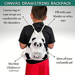 Panda Gifts, Microwavable Stuffed Animal (Jr Size), Panda Toys, Panda Blanket, Drawstring Bookbag for Kids, Heatable Plush Animals, Panda Baby Stuff, Stuffed Animal Blanket Set