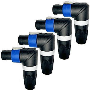 Elbow Right Angle Speakon Cable Adapter Connectors, 4 Pole L-Shape High-Load Speaker Plug Twist Lock Compatiable with Speakon NL4 & NL2 Series, 4 Pack