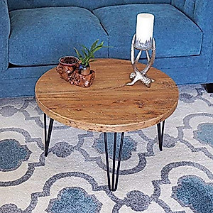 WELLAND Rustic Round Old Elm Wooden Coffee Table