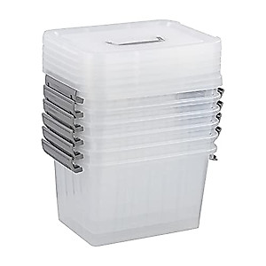 Minekkyes Set of 6 Plastic Latching Storage Box, Clear Storage Containers Bin with Lid, 7 Quart