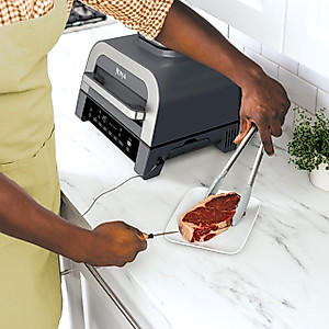 Ninja DG551 Foodi Smart XL 6-in-1 Indoor Grill with Air Fry, Roast, Bake, Broil, & Dehydrate, Foodi Smart Thermometer, 2nd Generation, Black/Silver (Renewed)
