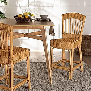 bali & pari Barito Rattan Stool, Counter Height, Light Honey
