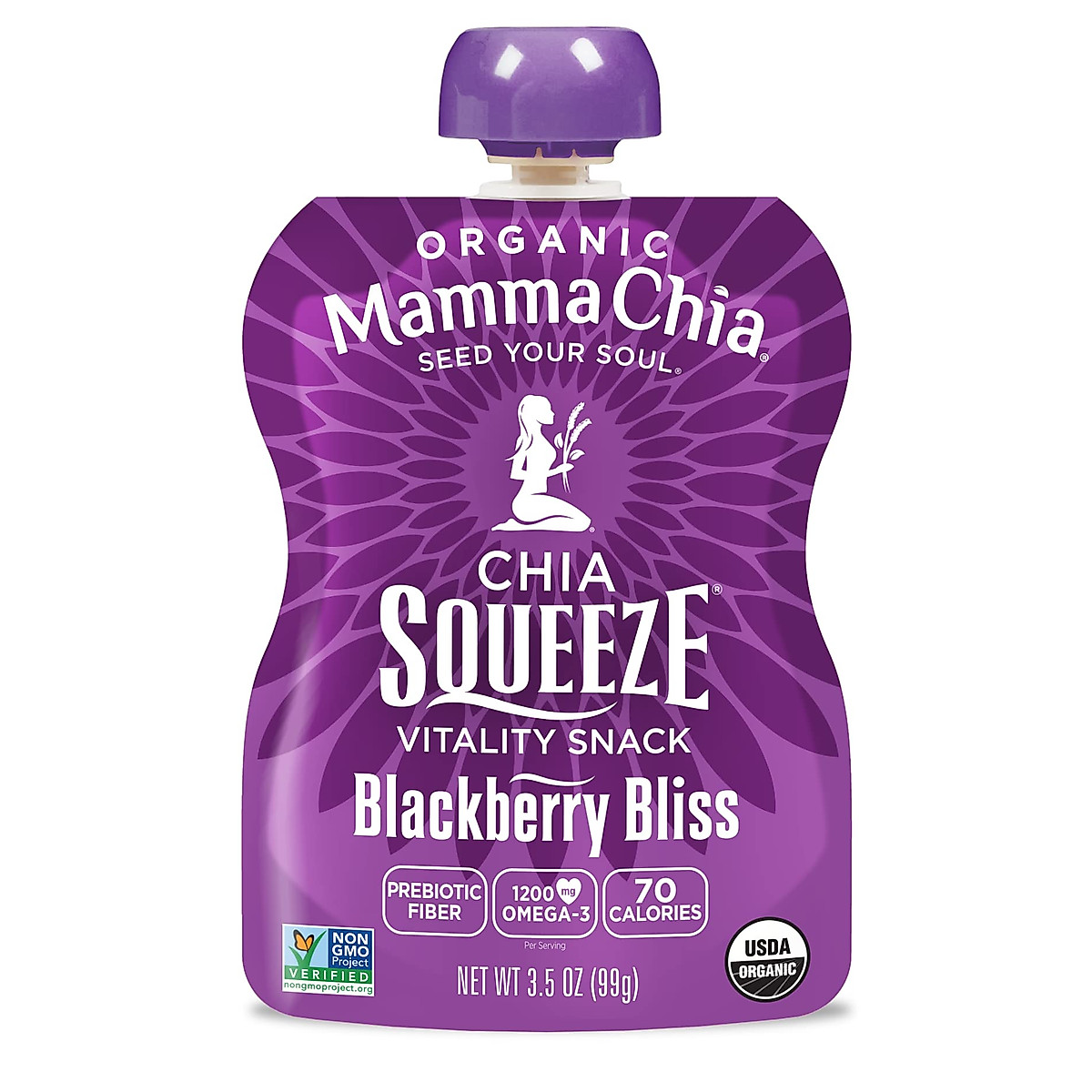 Mamma Chia Blackberry Bliss Organic Squeeze Snack, Non GMO, Gluten Free, 3.5 Ounces (Pack Of 16)